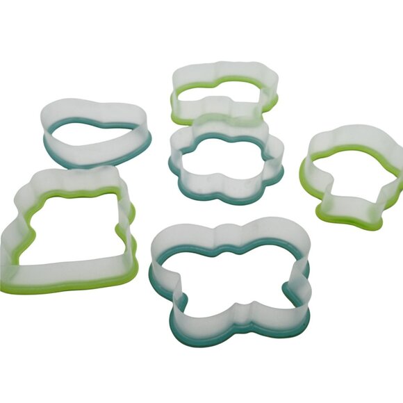 Kitchen | Plastic Grip Cookie Cutters 6 Various Shapes Green Blue 3 4 ...